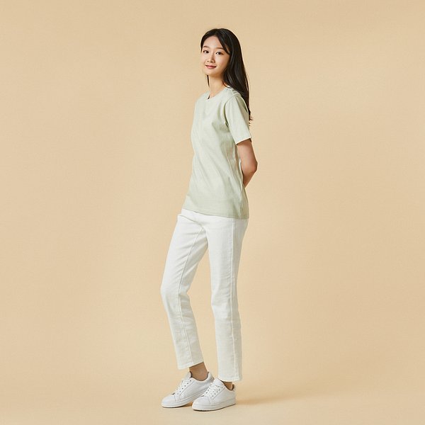 Jaju자주 여 Better 코튼 라운드넥 반팔 티셔츠 Sivillage 에스아이빌리지