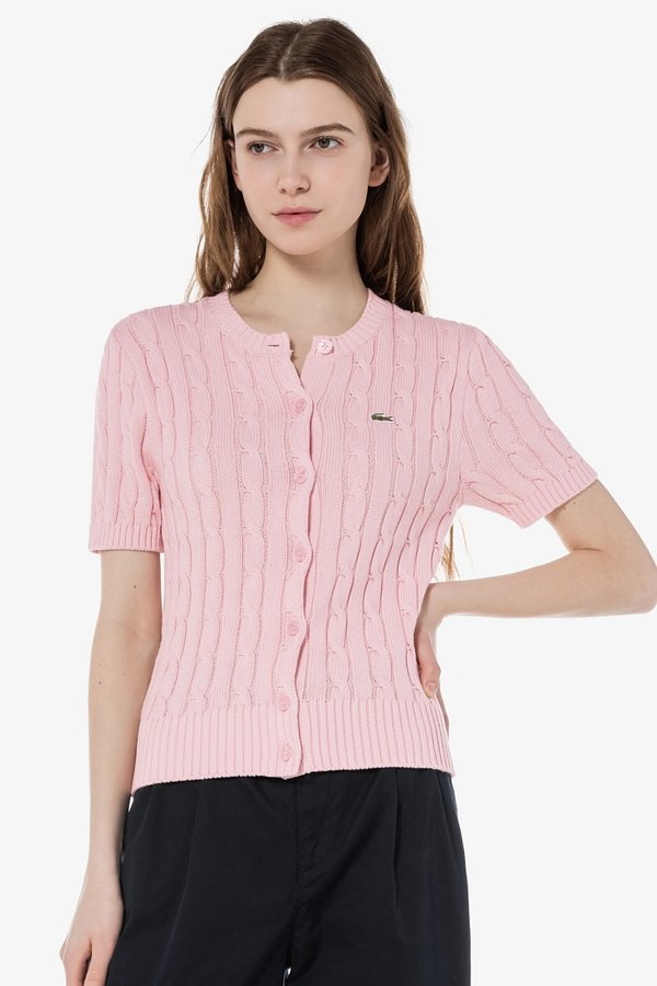 Lacoste라코스테 라코스테 여성 케이블 반팔 가디건 Af012e 53g Kf9 Sivillage 에스아이빌리지