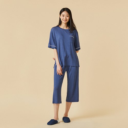 Jaju자주 여 보드리 7부 도트 패턴 하의 Sivillage 에스아이빌리지