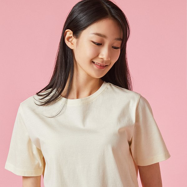 Jaju자주 여 Better 코튼 라운드넥 반팔 티셔츠 Sivillage 에스아이빌리지
