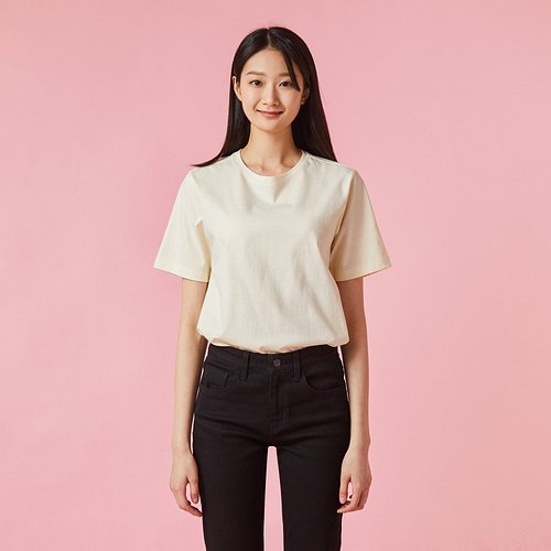 Jaju자주 여 Better 코튼 라운드넥 반팔 티셔츠 Sivillage 에스아이빌리지