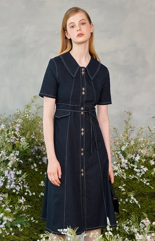 VITALSIGN(바이탈사인) Two Button Collar Stitch Dress | S.I.VILLAGE (에스아이빌리지)
