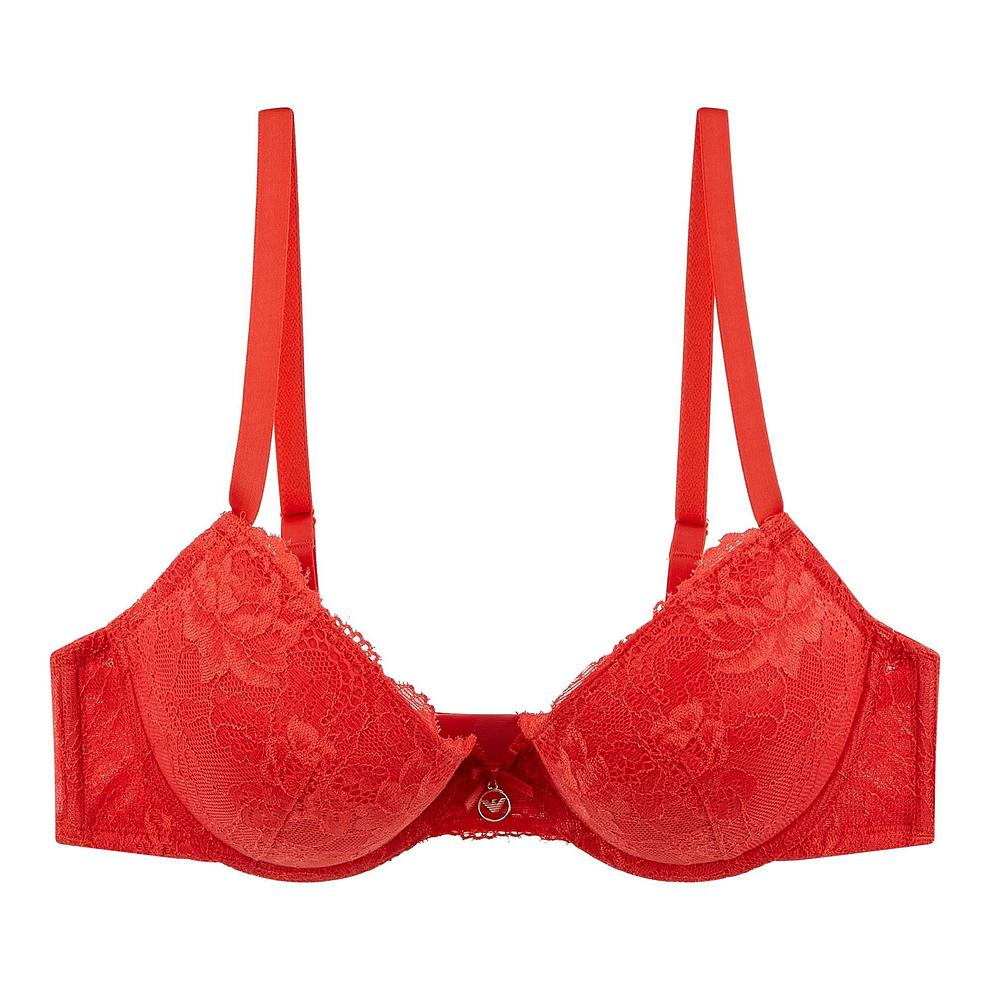 Emporio Armani Underwear엠포리오 아르마니 언더웨어 올오버 레이스 메달 로고 푸쉬업 브라 And 브리프 세트