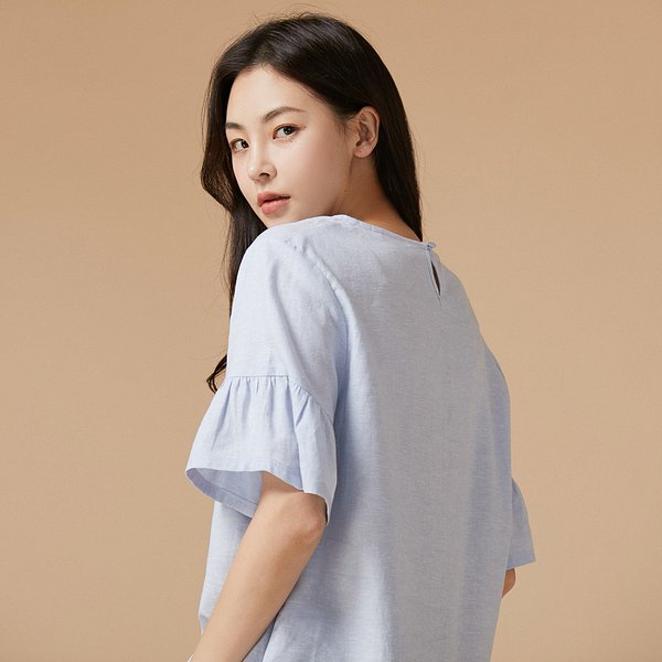 Jaju자주 이지케어 리넨 반팔 블라우스 Sivillage 에스아이빌리지