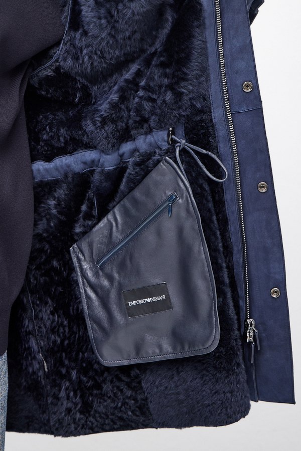 Emporio Armani엠포리오 아르마니 남성 더블 클로저 후드 스웨이드 코트 Sivillage 에스아이빌리지