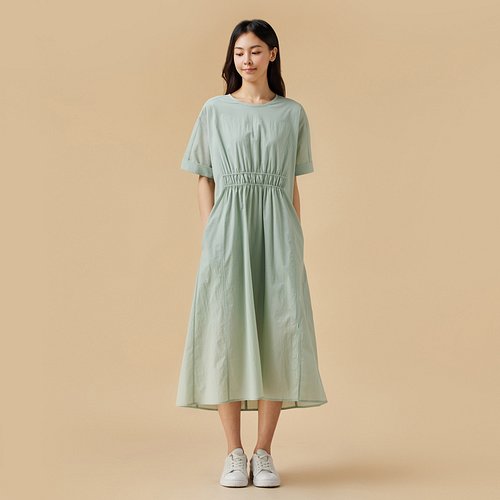 Jaju자주 사각사각 코튼 스트링 반팔 원피스 Sivillage 에스아이빌리지