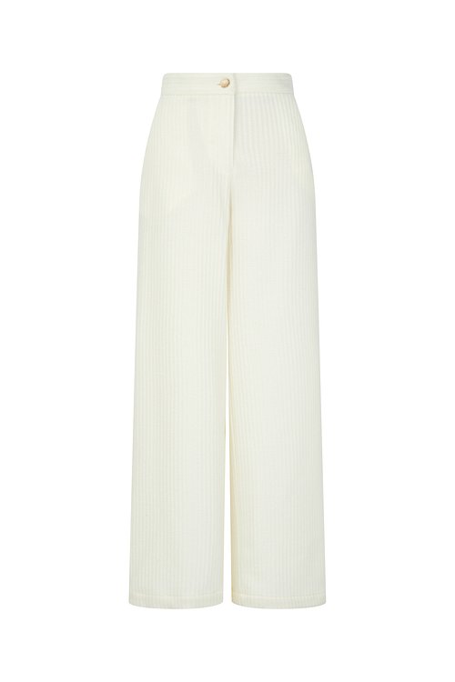 Emporio Armani엠포리오 아르마니 여성 리브드 울 와이드 롱 팬츠 Sivillage 에스아이빌리지