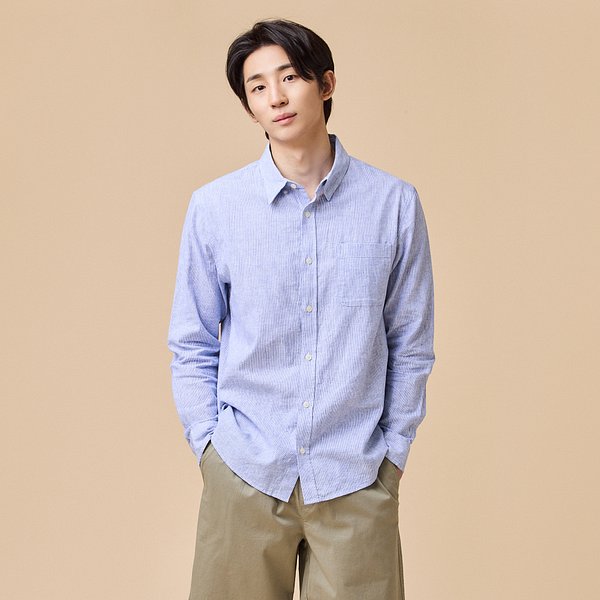 Jaju자주 남 리넨 블렌드 셔츠 Sivillage 에스아이빌리지