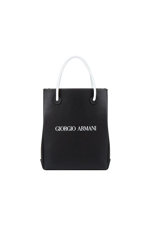 Giorgio Armani조르지오 아르마니 여성 로고 프린트 레더 스몰 쇼핑백 Sivillage 에스아이빌리지