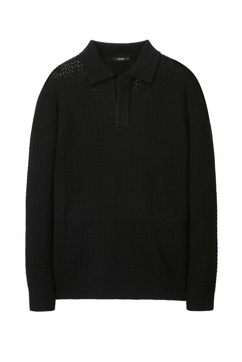 Allegri알레그리 블랙 Crochet Waffle 카라넥 스웨터 Arsw3d302bk Sivillage 에스
