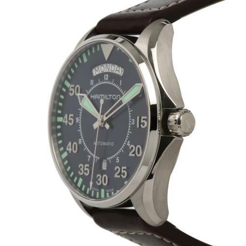 [HAMILTON]Khaki Pilot Auto Day Date 42mm / Blue - brw leather_H64615545 ...