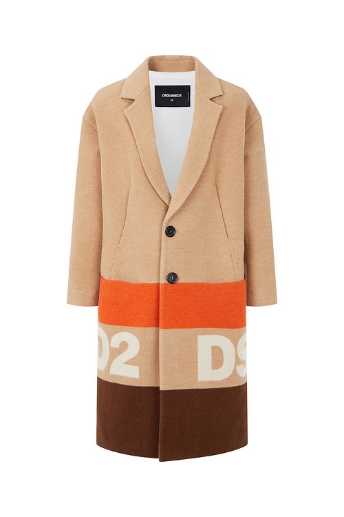 Dsquared2디스퀘어드2 여성 로고 컬러 블록 울 코트 Sivillage 에스아이빌리지