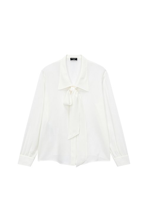 Emporio Armani엠포리오 아르마니 여성 리본 넥 실크 블라우스 Sivillage 에스아이빌리지