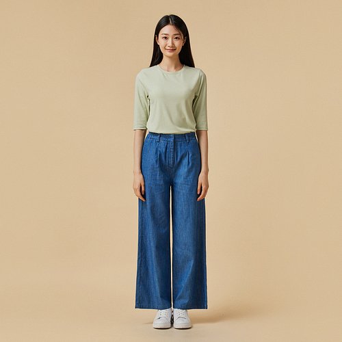 Jaju자주 여 와이드핏 밴딩 해지 데님 팬츠 Sivillage 에스아이빌리지