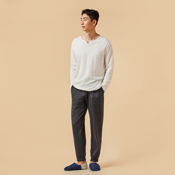 Jaju자주 남 보드라운 피치스킨 조거핏 파자마 팬츠 Sivillage 에스아이빌리지