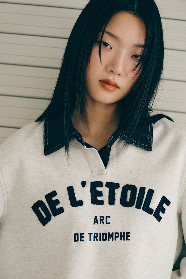 Gcut지컷 리오더 레터링 데님카라 티셔츠 Sivillage 에스아이빌리지