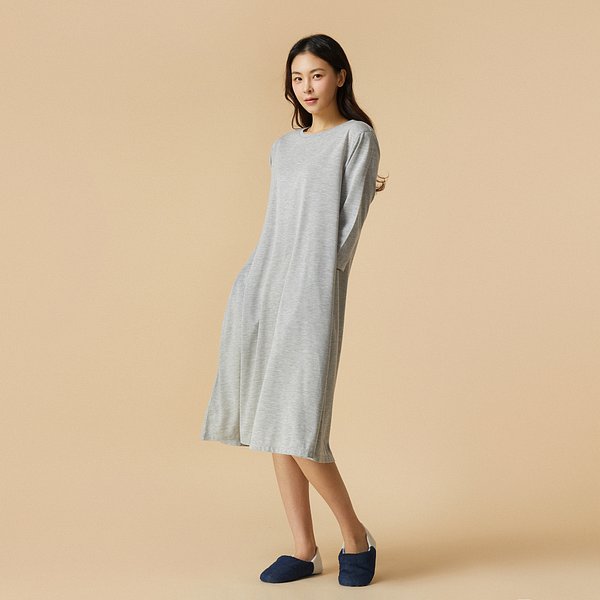 Jaju자주 여 레이온 블렌드 7부 베이직 A라인 원피스 Sivillage 에스아이빌리지