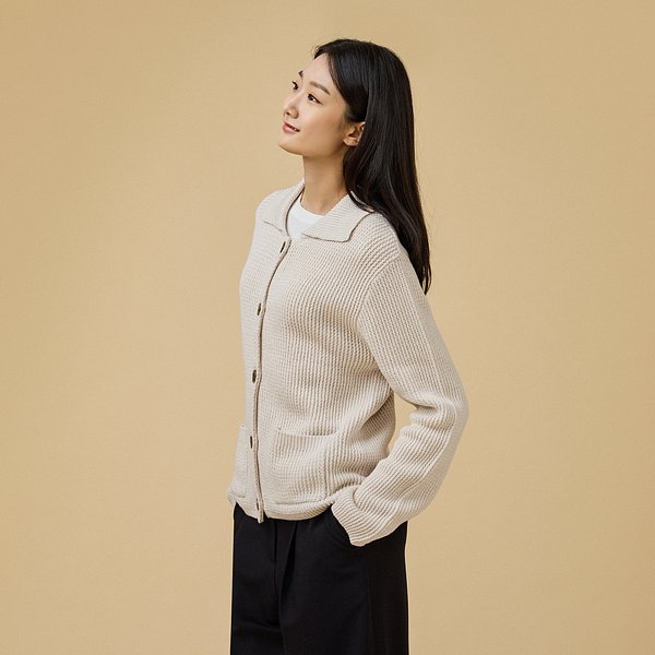 Jaju자주 여 카라 버튼 가디건 Sivillage 에스아이빌리지