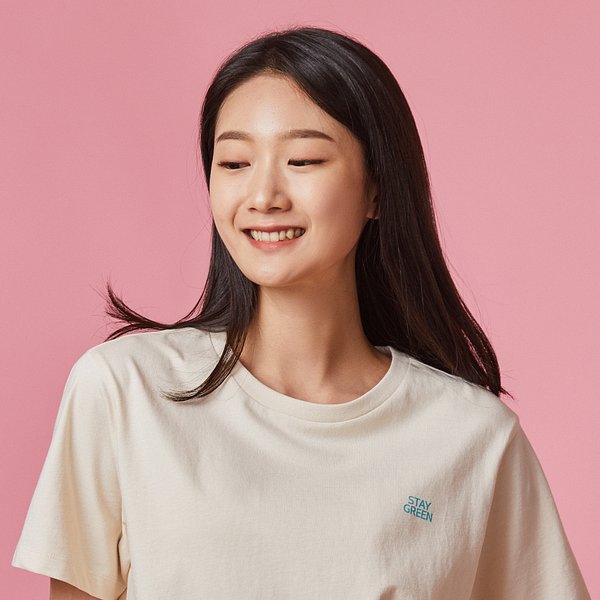Jaju자주 여 Better 코튼 레터링 반팔 티셔츠 Sivillage 에스아이빌리지