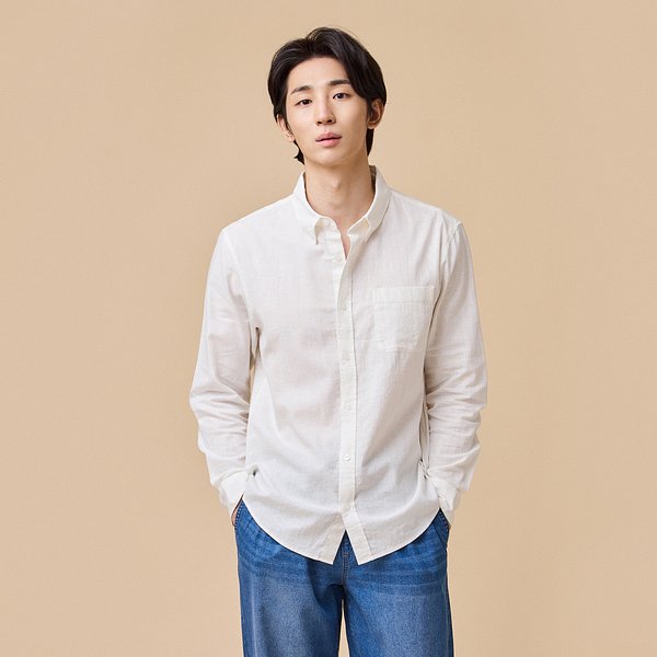 Jaju자주 남 리넨 블렌드 셔츠 Sivillage 에스아이빌리지