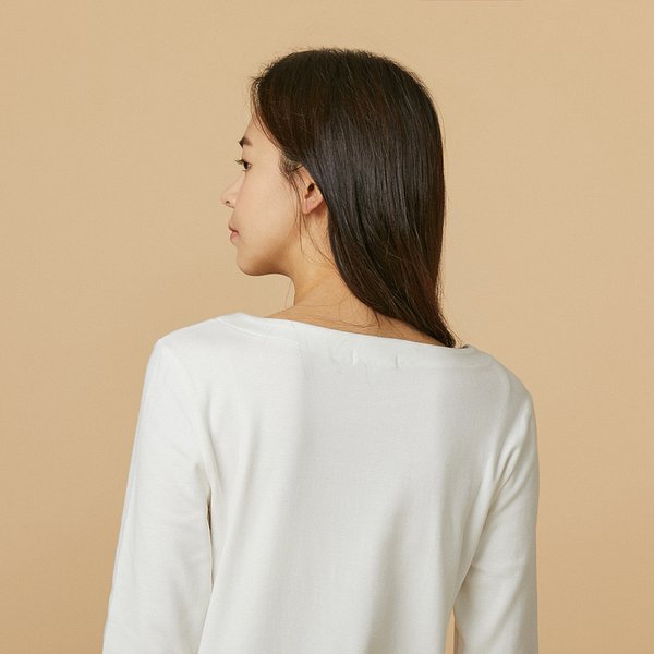 Jaju자주 여 Better 코튼 스트레치 보트넥 긴팔 티셔츠 Sivillage 에스아이빌리지