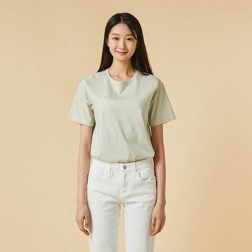 Jaju자주 여 Better 코튼 라운드넥 반팔 티셔츠 Sivillage 에스아이빌리지