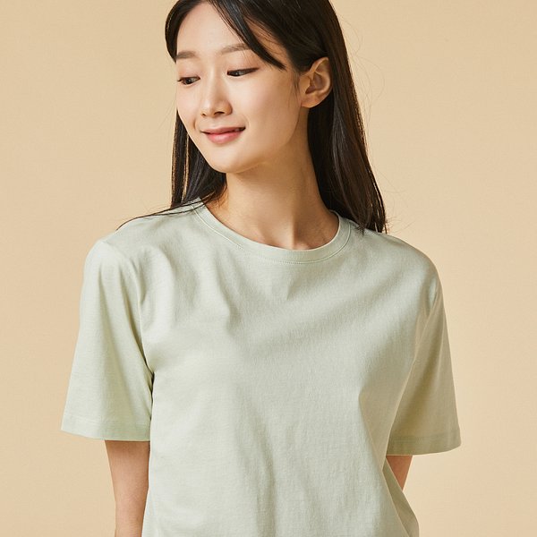 Jaju자주 여 Better 코튼 라운드넥 반팔 티셔츠 Sivillage 에스아이빌리지