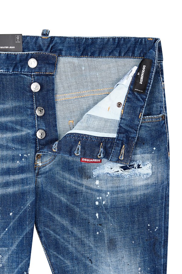 Dsquared2디스퀘어드2 남성 레더 패치 워싱 스케이터 진 Skater Sivillage 에스아이빌리지