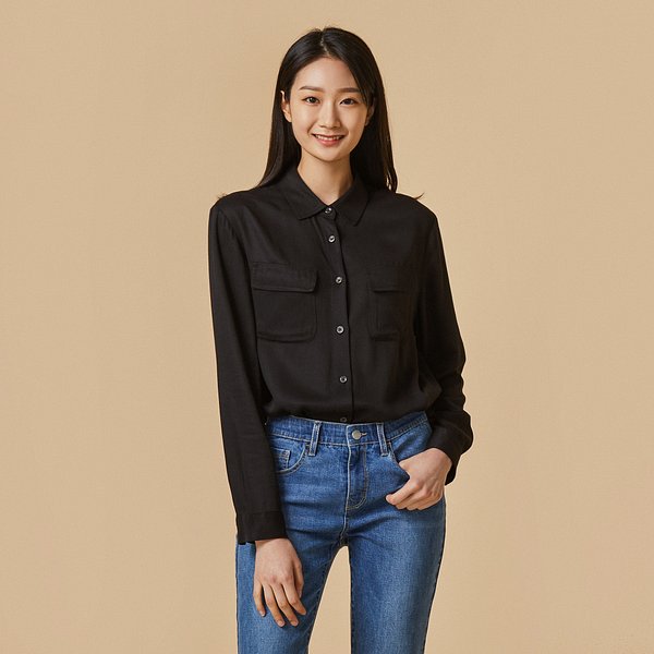 Jaju자주 여 세미 루즈핏 셔츠 Sivillage 에스아이빌리지