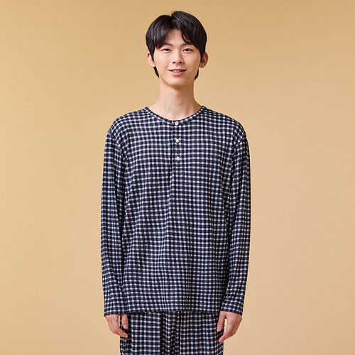 Jaju자주 남 보드라운 피치스킨 긴팔 파자마 티셔츠 Sivillage 에스아이빌리지