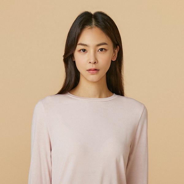 Jaju자주 소프트 라운드넥 긴팔 티셔츠 Sivillage 에스아이빌리지