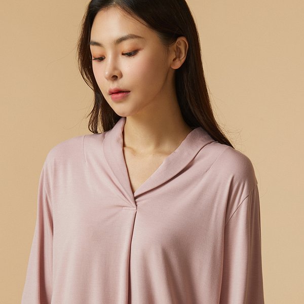 Jaju자주 여 레이온 스트레치 숄카라 티셔츠 Sivillage 에스아이빌리지