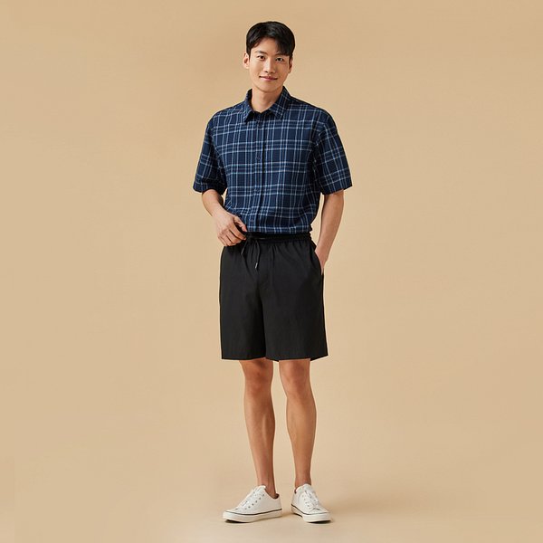 Jaju자주 남 시어서커 하프 팬츠 Sivillage 에스아이빌리지