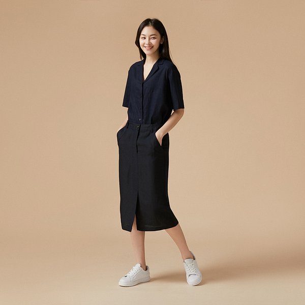 Jaju자주 이지케어 리넨 스커트 Sivillage 에스아이빌리지