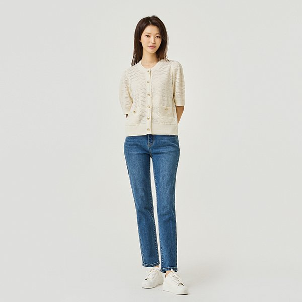 Jaju자주 여 크로쉐 반팔 가디건 Sivillage 에스아이빌리지