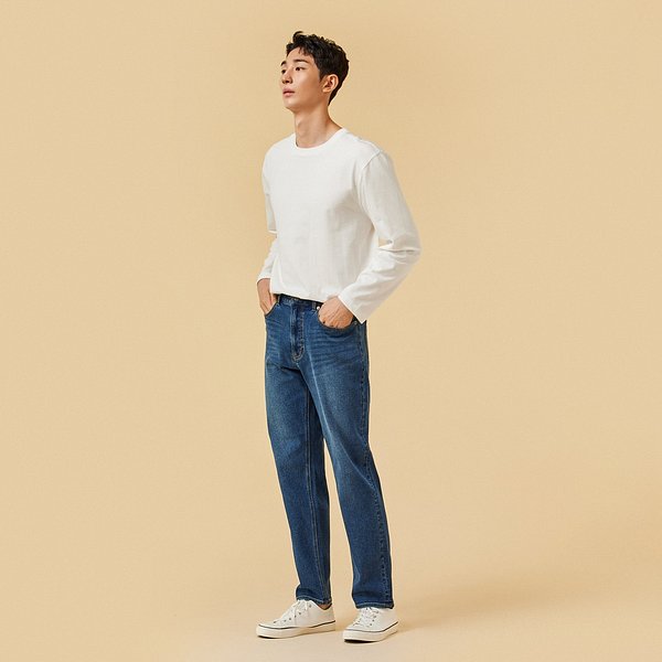 Jaju자주 남 스트레이트핏 브러시드 데님 팬츠 Sivillage 에스아이빌리지