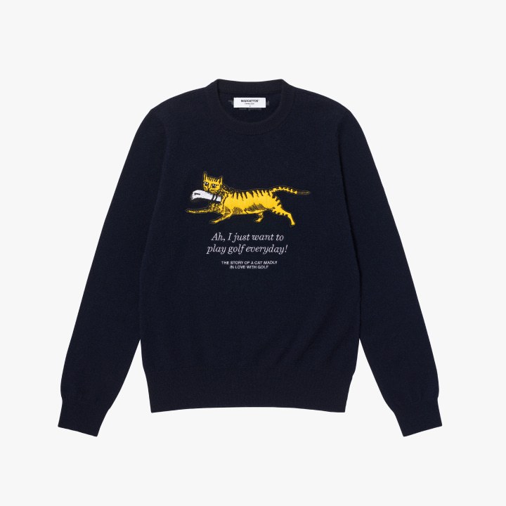 MADCATTOS(매드캐토스) MCC W L/S BIG MIGO EMBROIDERY SWEATER-DARK NAVY | S.I ...