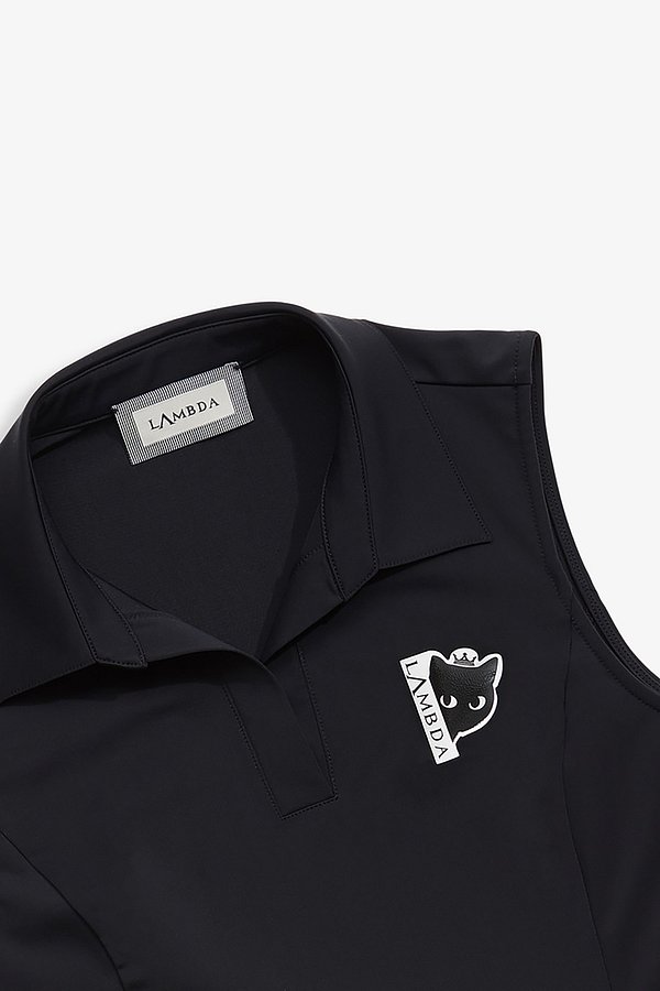 Lambda Golf람다골프 공식정품 람다 여성골프웨어 원피스 슬리브리스 22210 블랙 클래식 골프원피스 Si