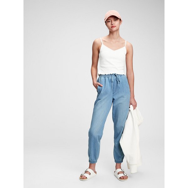 Gap Adults갭 ★갭 여성 21년 Spring★ 워시드 데님 조거 팬츠 Sivillage 에스아이빌리지
