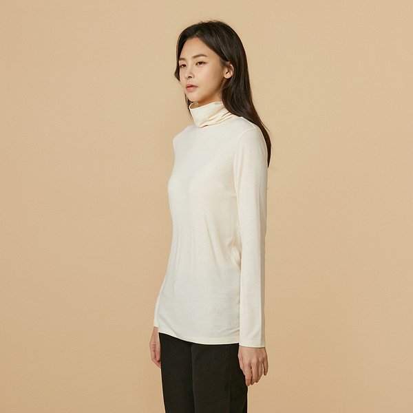 Jaju자주 소프트 터틀넥 긴팔 티셔츠 Sivillage 에스아이빌리지