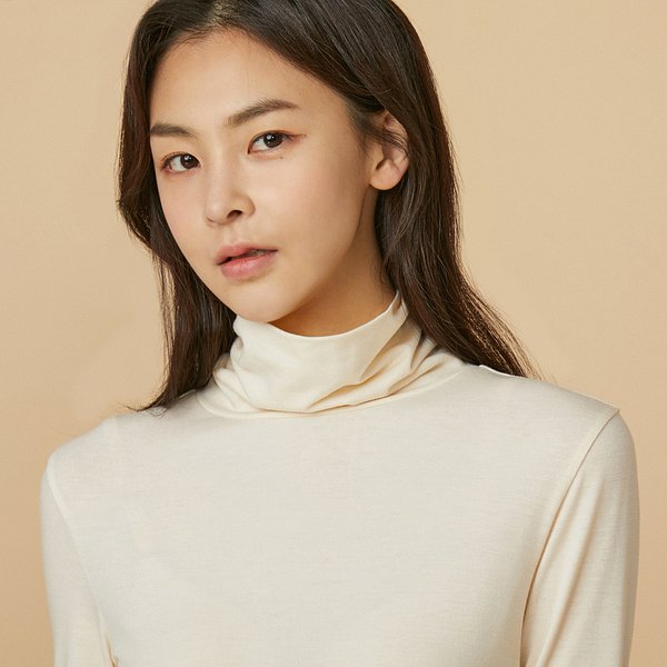 Jaju자주 소프트 터틀넥 긴팔 티셔츠 Sivillage 에스아이빌리지