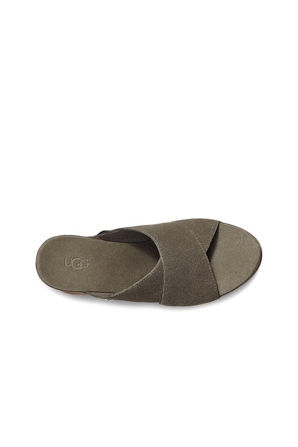 Ugg어그 For Women 볼드 크로스 스웨이드 웨지힐 애봇 슬라이드 Sivillage 에스아이빌리지