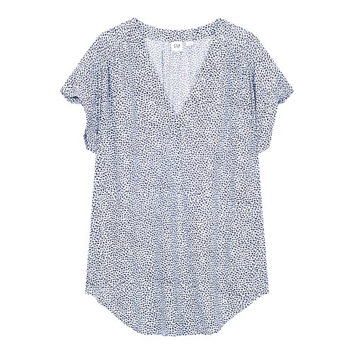 Gap Adults갭 ★갭 여성 21년 Summer★ 패턴드 브이넥 숏 슬리브 탑 Sivillage 에스아이빌리지