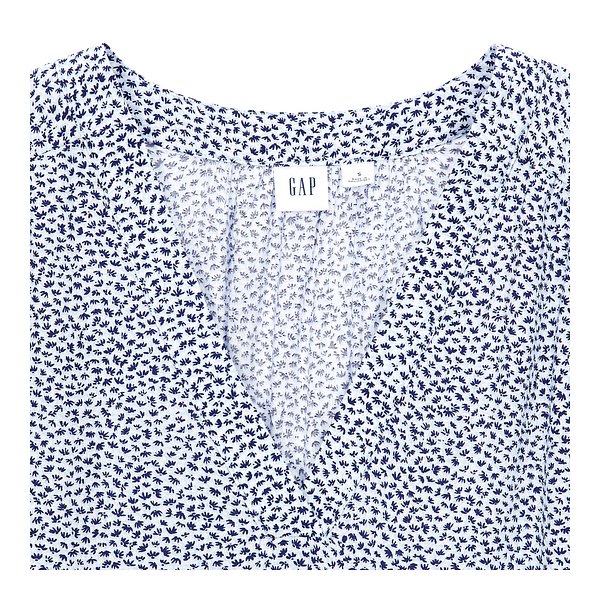 Gap Adults갭 ★갭 여성 21년 Summer★ 패턴드 브이넥 숏 슬리브 탑 Sivillage 에스아이빌리지