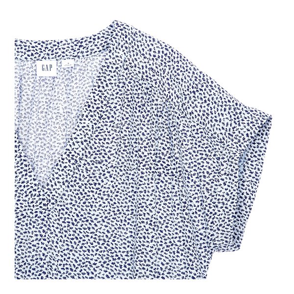 Gap Adults갭 ★갭 여성 21년 Summer★ 패턴드 브이넥 숏 슬리브 탑 Sivillage 에스아이빌리지