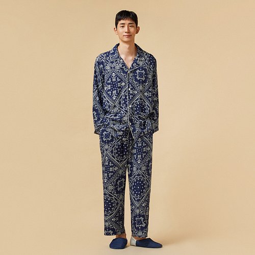 Jaju자주 남 레이온 페이즐리 투웨이카라 파자마 세트 Sivillage 에스아이빌리지