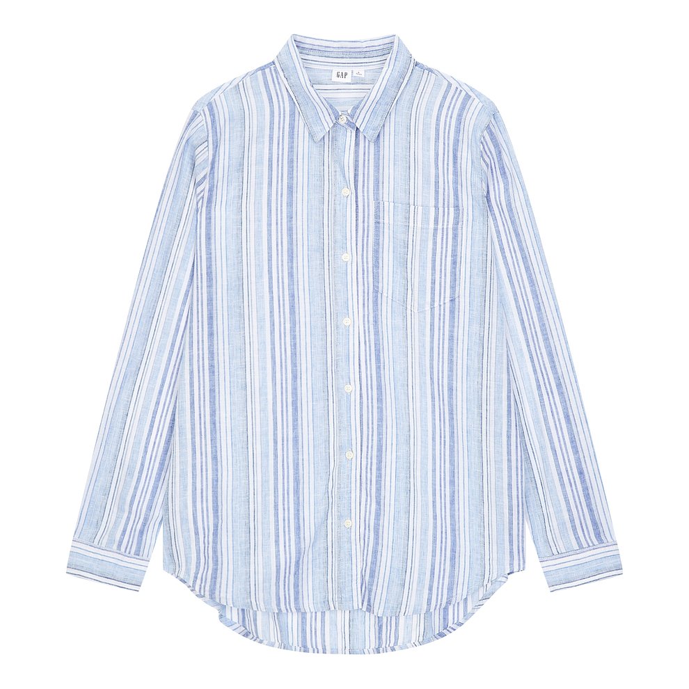 Gap Adults갭 ★갭 여성 21년 Spring★ 린넨 블렌드 스트라이프 셔츠 Sivillage 에스아이빌리지