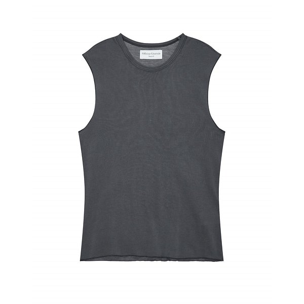Officine Generale오피신제네랄 차콜그레이 단색 면혼방 민소매티 Gwts2e105cg Sivillage
