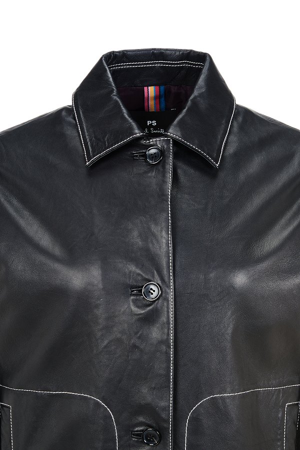 Paul Smith폴스미스 Ps Paul Smith 여성 배색 스티치 레더 자켓 Sivillage 에스아이빌리지