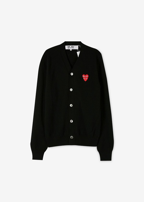 Comme Des Garcons꼼데가르송 꼼데가르송 남성 더블하트 와펜 울 블랙 가디건 Az N076 051 1 Si